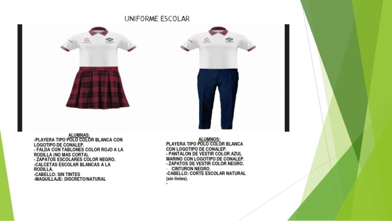 Nuevo uniforme escolar Conalep 2025 | PDF | Cocina, comidas y vino