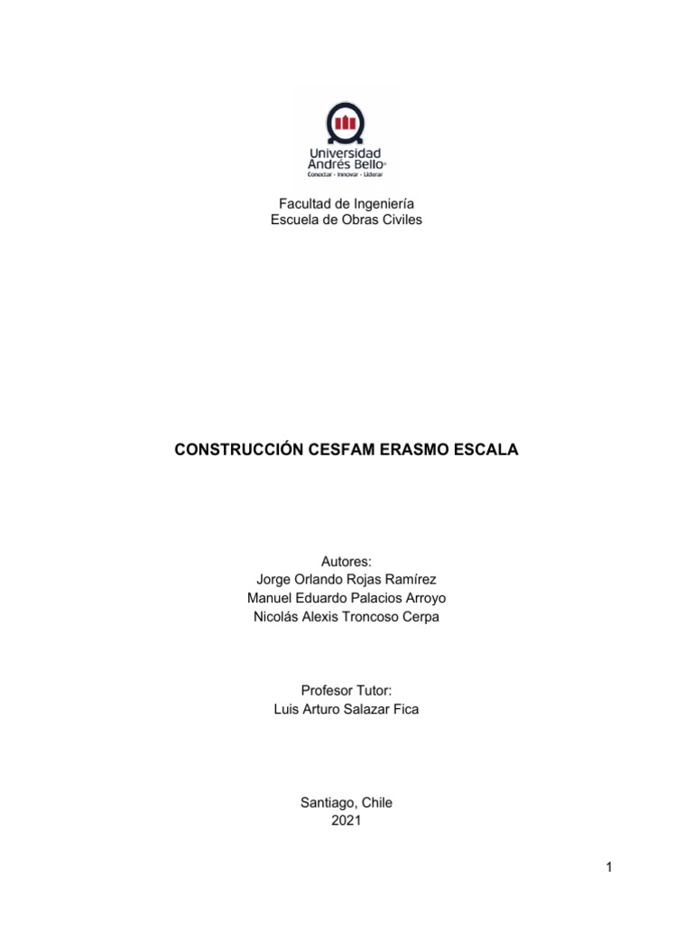 A141865 Rojas J Construccion Cesfam Erasmo Escala 2021 Tesis | PDF ...