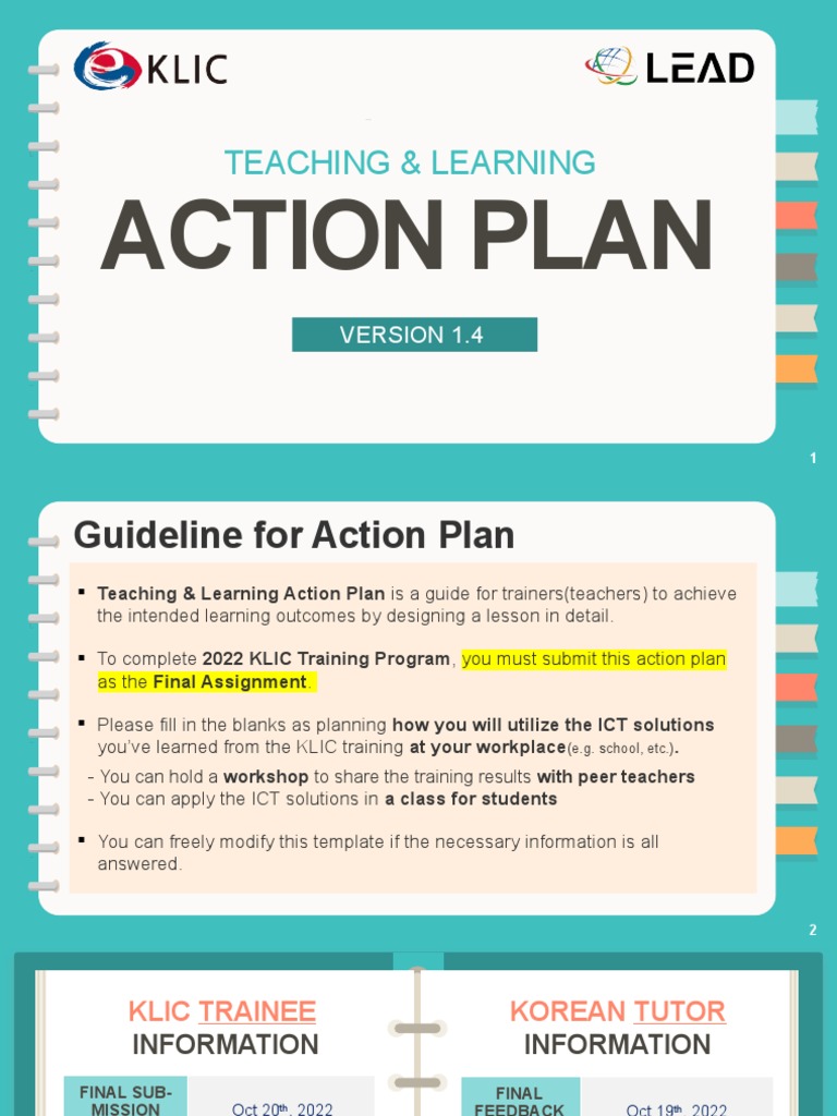 (EXAMPLE) KLIC Teaching & Learning Action Plan | PDF | Online And Offline | Educational Technology