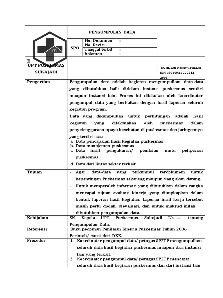 Sop Pengumpulan Data | PDF
