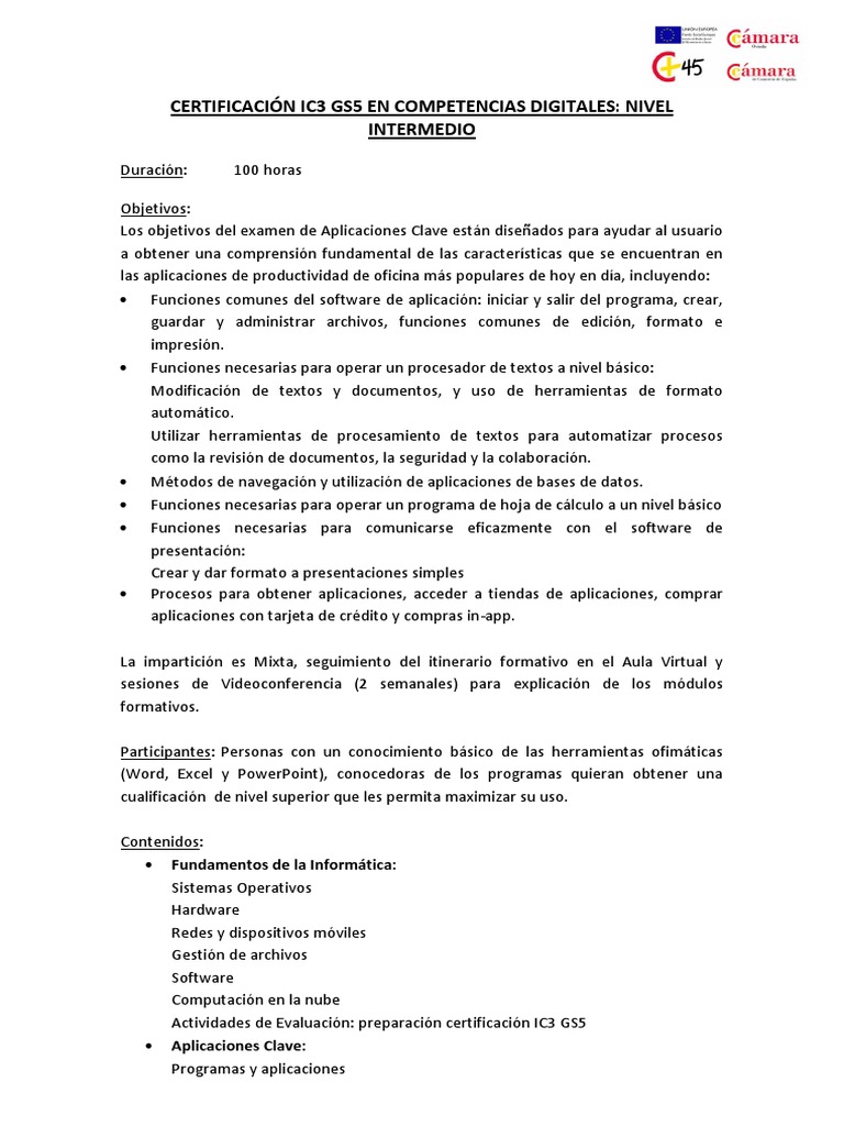 Competencias Digitales IC3 GS5 Intermedio | PDF | Software de la ...