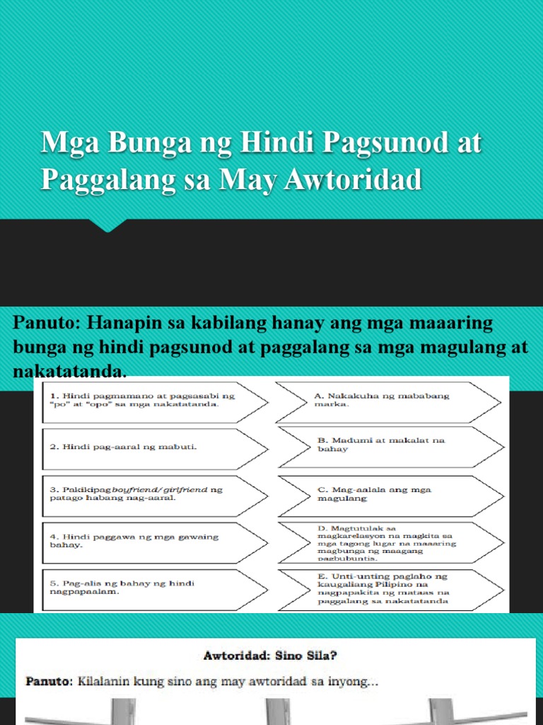 Esp8-Mga Bunga NG Hindi Pagsunod at Paggalang Sa | PDF