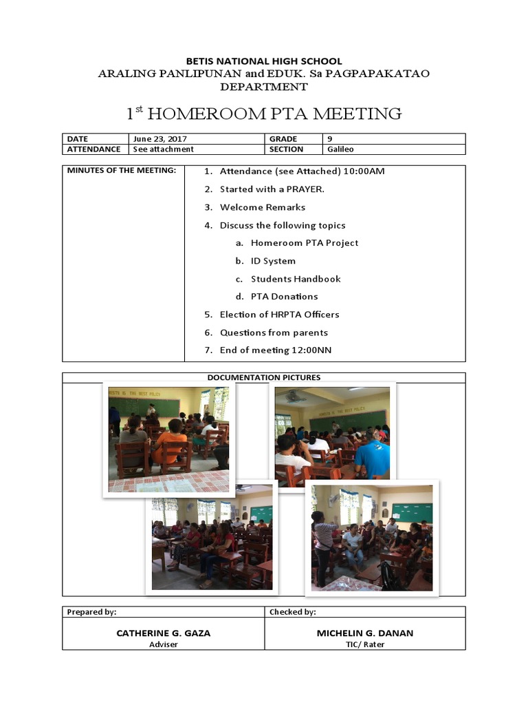 Homeroom PTA Meeting TEMPLATE | PDF