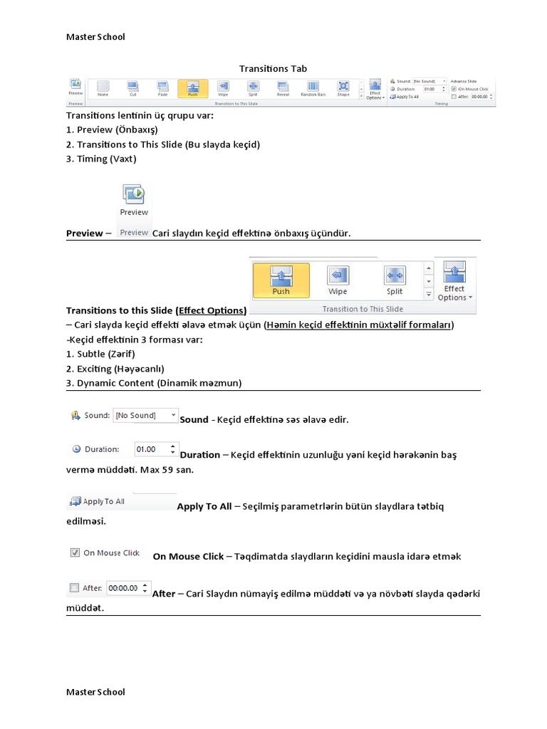 9.power Point Transitions Animations Slide Show Tab | PDF
