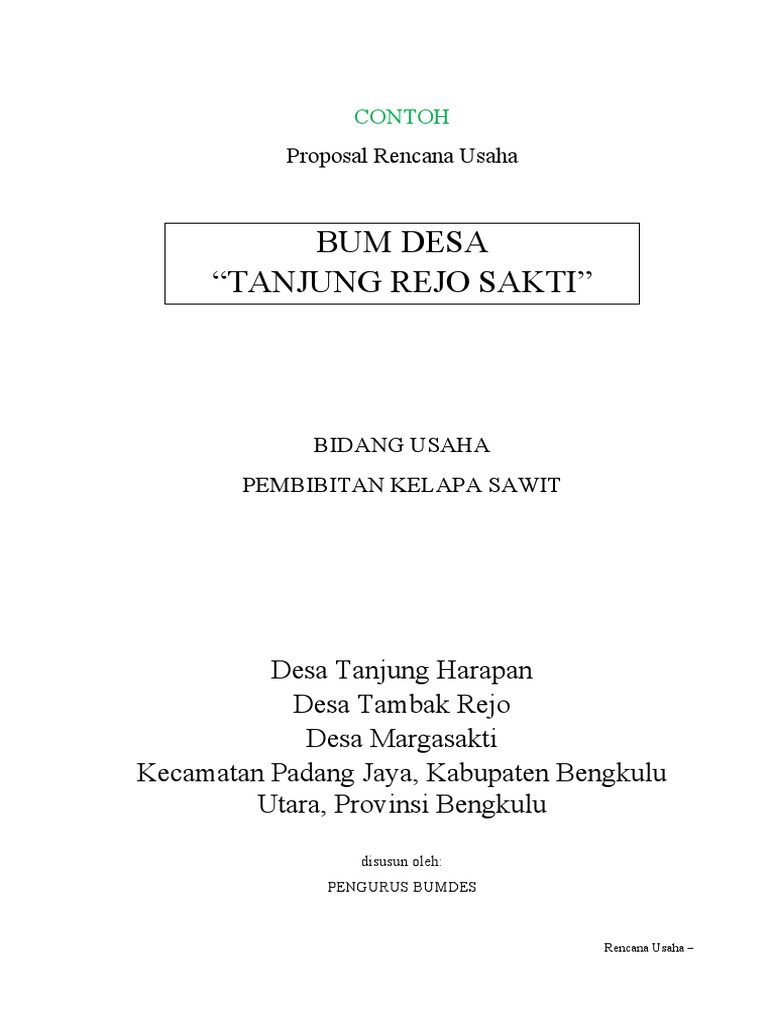 3.2 Contoh Proposal Kegiatan Usaha Pembibitan Kelapa Sawit | PDF