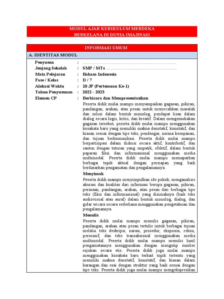 Modul Ajar Puisi Rakyat SMP | PDF