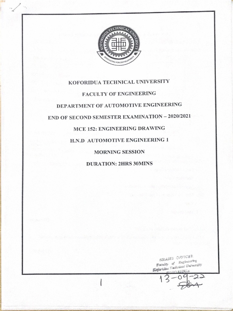 Past Questions For Auto HND 1 Second Semester. A | PDF