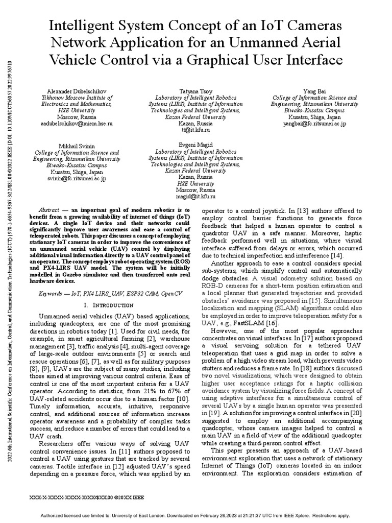 Intelligent System Concept of An IoT Cameras Network Application For An Unmanned Aerial Vehicle ...