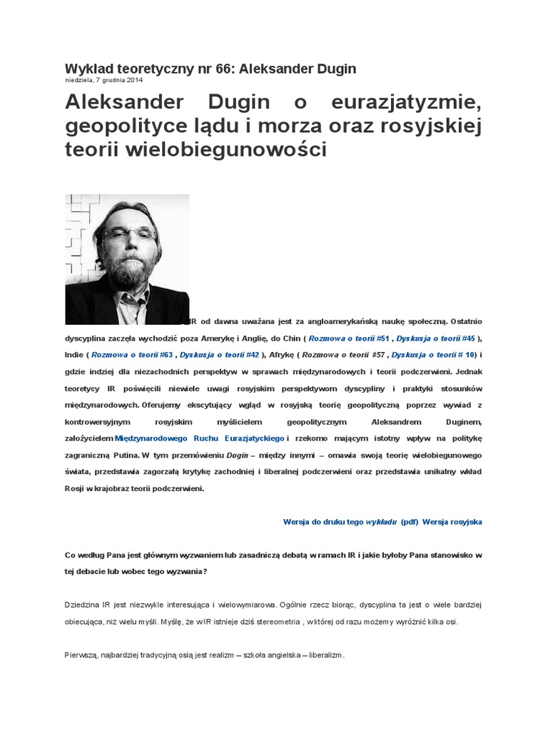 Aleksandr Dugin Eurasianism | PDF