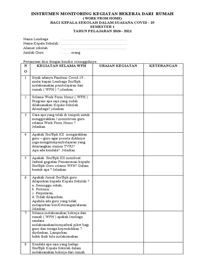 Monev Ks Kegiatan Pembelajaran Dirumah | PDF | Karier & Perkembangan | Kesehatan Holistik