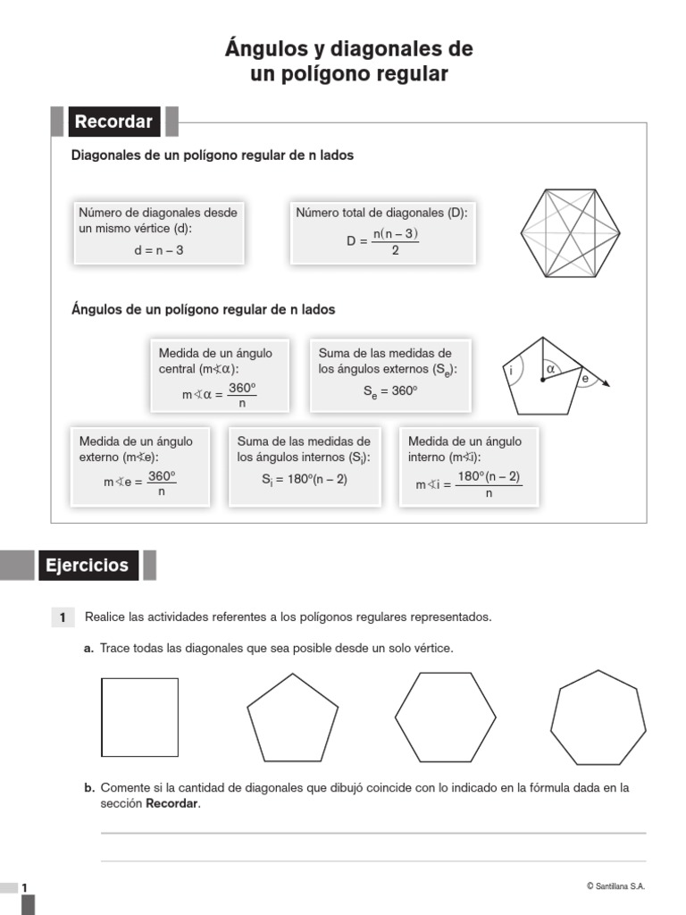 M10 Angulos Diagonales Poligono Regular | PDF | Geometría Convexa ...