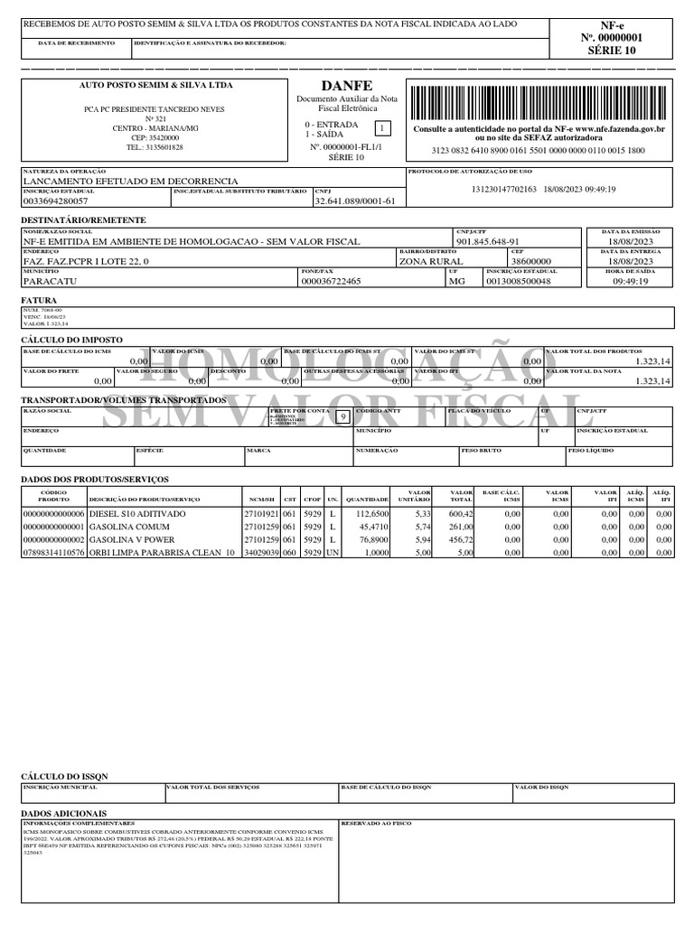 Danfe (Gerado em 18082023 0949) 553926968553926968 | PDF
