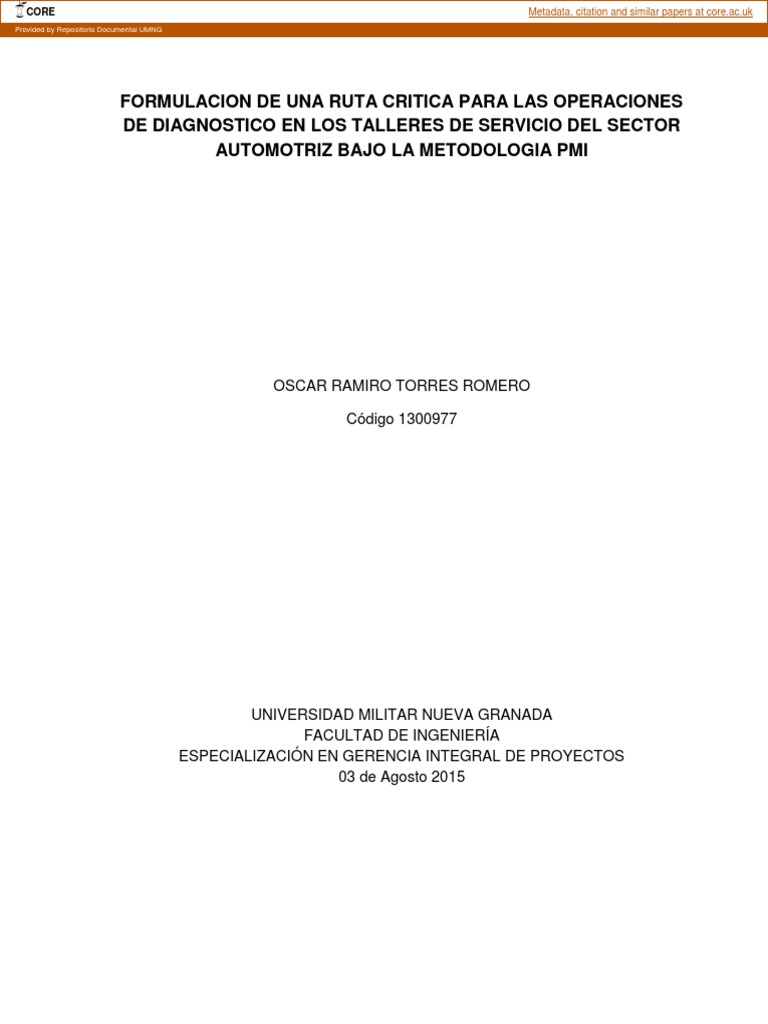Formulacion de Una Ruta Critica para Las Operaciones de Diagnostico en ...
