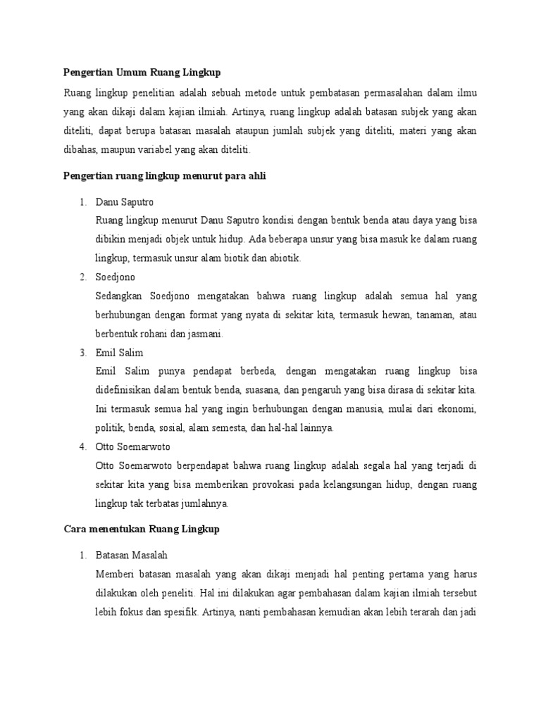 Pengertian Umum Ruang Lingkup | PDF