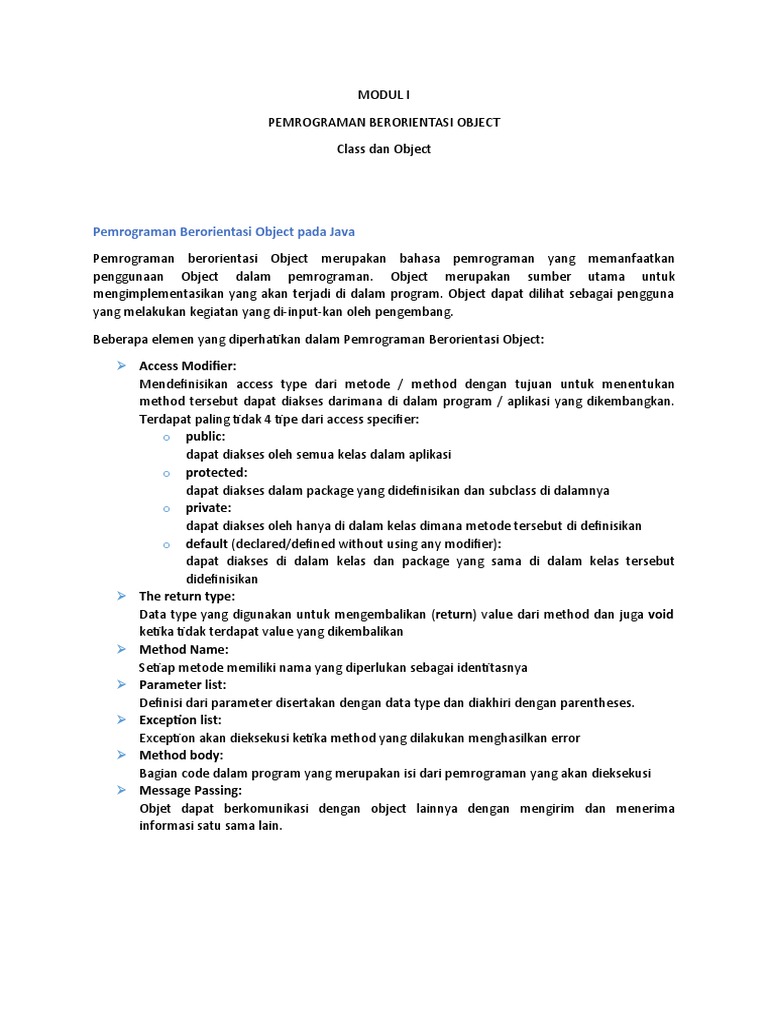 Modul I - Class Dan Object | PDF