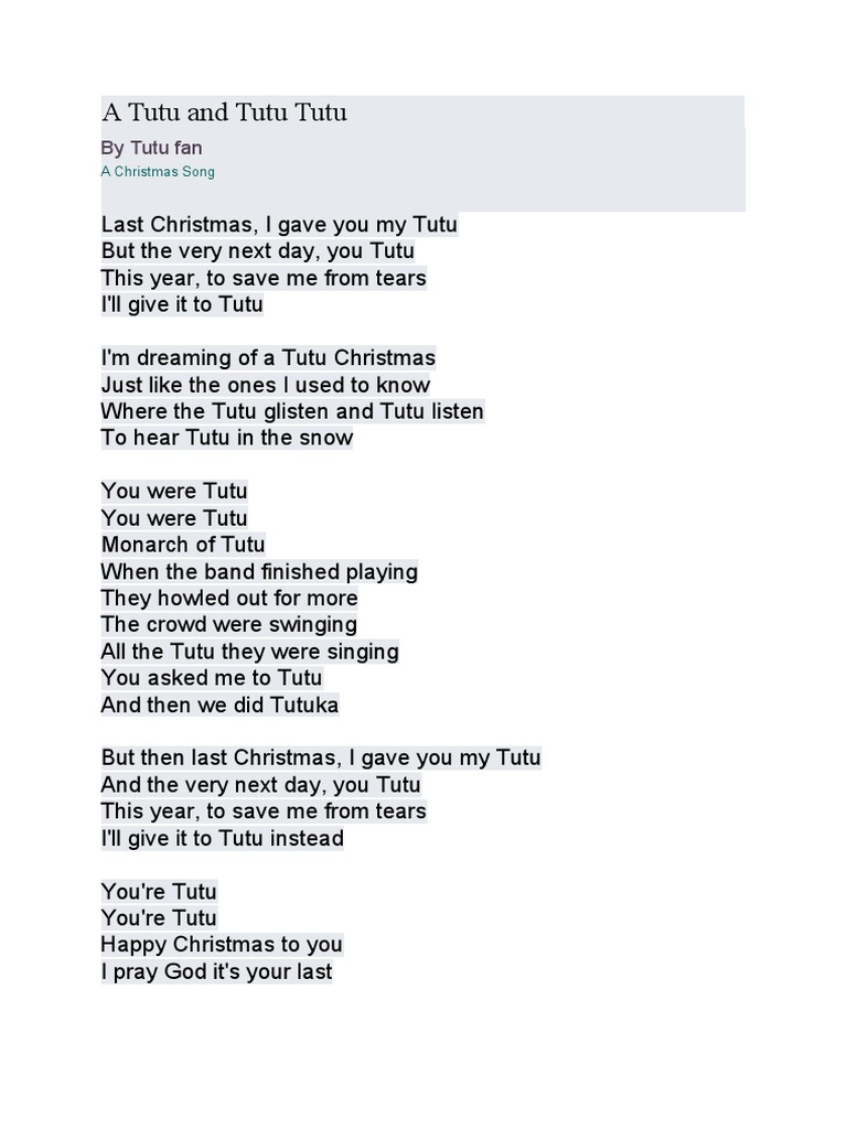 A Tutu and Tutu Tutu | PDF