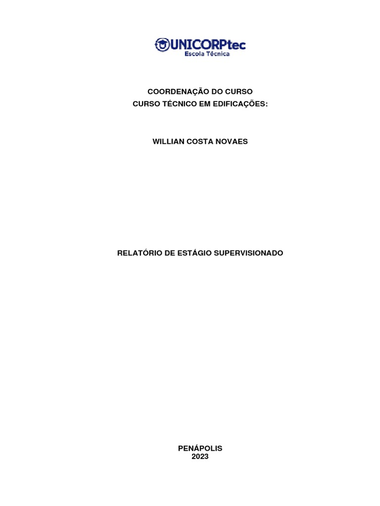 RELATÓRIO DE ESTÁGIO SUPERVISIONADO - Willian Costa Novaes | PDF | Engenharia