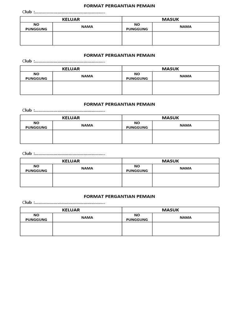 2022 Format Pergantian Pemain | PDF