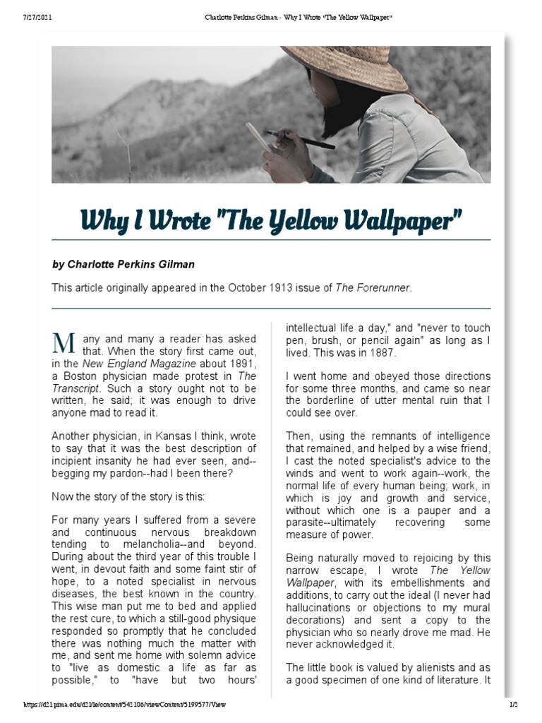 Power of One2-Why I Wrote - The Yellow Paper | PDF | The Yellow Wallpaper
