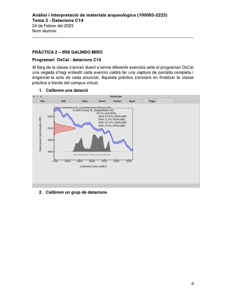 Practica 2 - OxCal - Exercicis | PDF