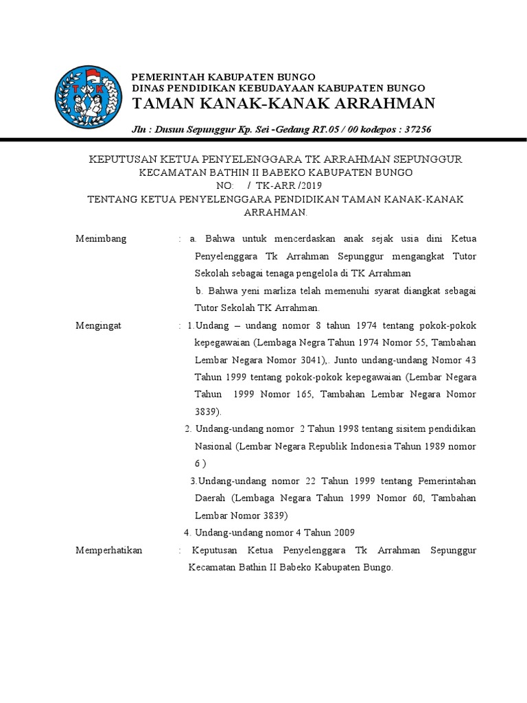 SK TK ARRAHMAN Yeni Marliza | PDF