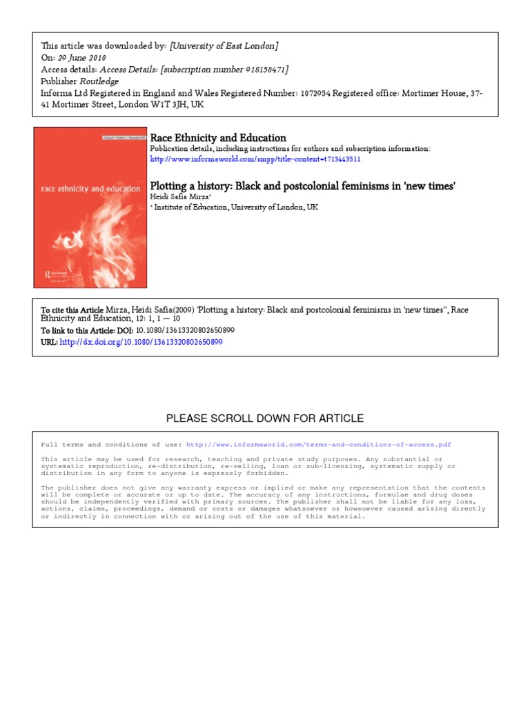 Plotting A History of Postcolonial Feminisms in New Times' Heidi Safia ...