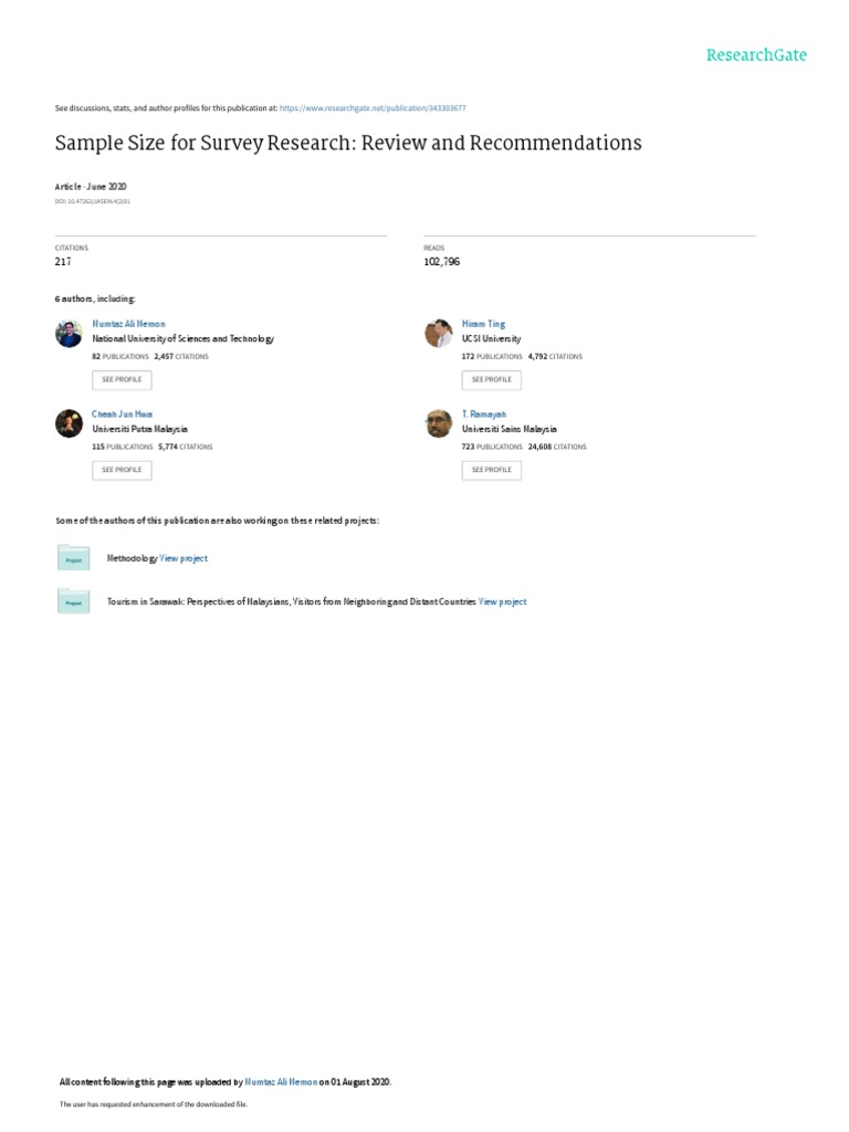Sample Size Guidelines for Surveys | PDF | Sampling (Statistics ...
