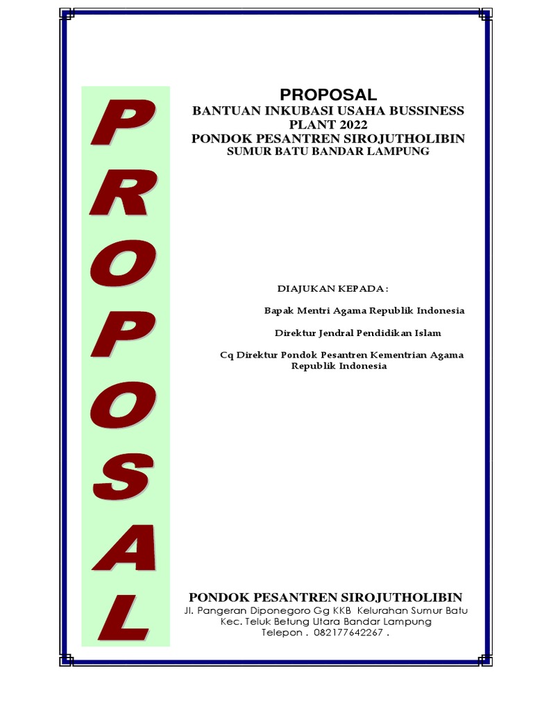 Proposal 1 Ponpes Sirojutholibin PDF | PDF