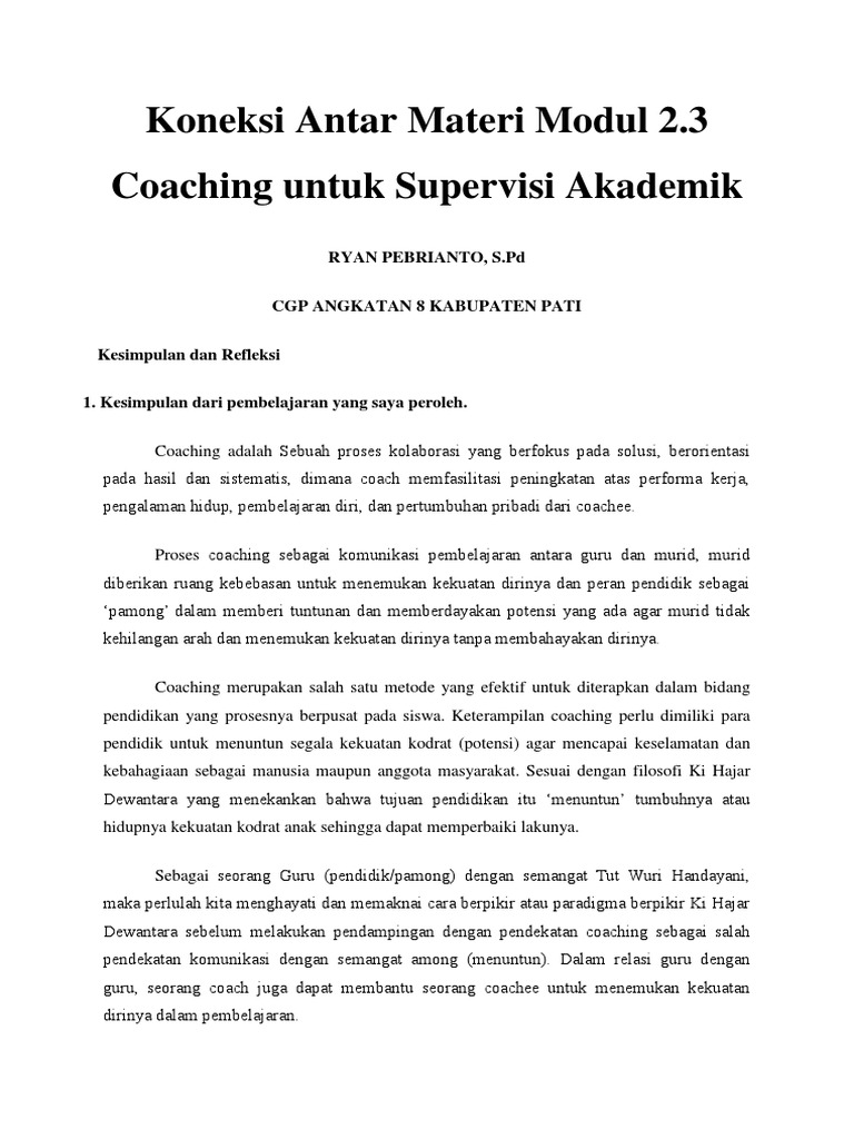 Koneksi Antar Materi Modul 2.3-RYAN PEBRIANTO | PDF