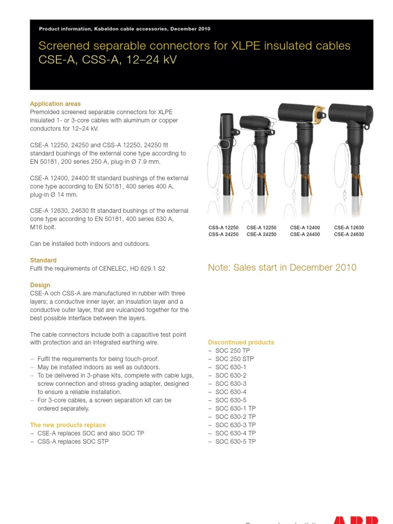 CSE-A 12-24 KV - 250 - 400 - 630 A - English 2010 | PDF