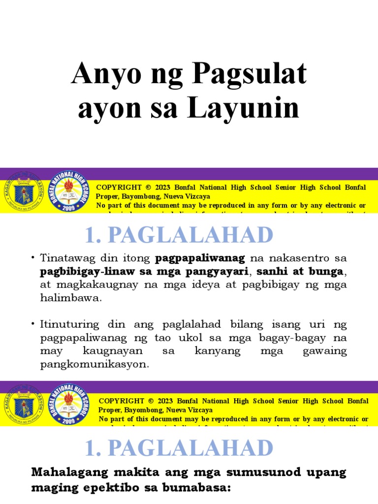 Anyo NG Pagsulat Ayon Sa Layunin | PDF Anyo NG Pagsulat Ayon Sa Layunin | PDF