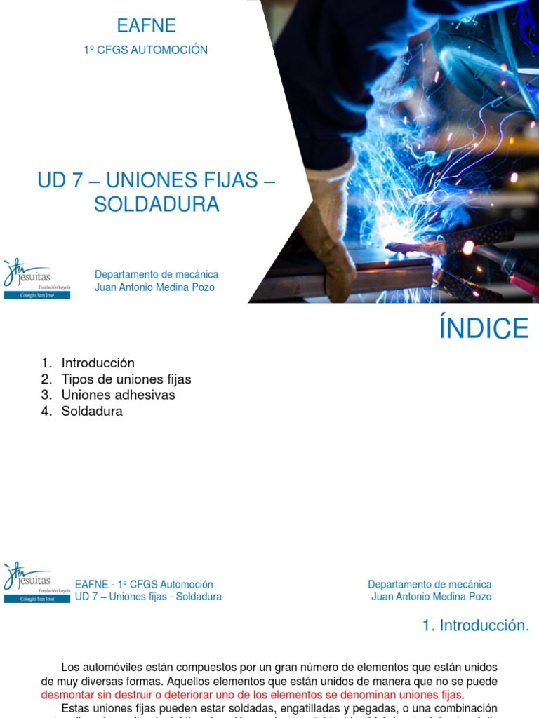 UD 7 Uniones Fijas Soldadura 1 | PDF | Soldadura | Construcción