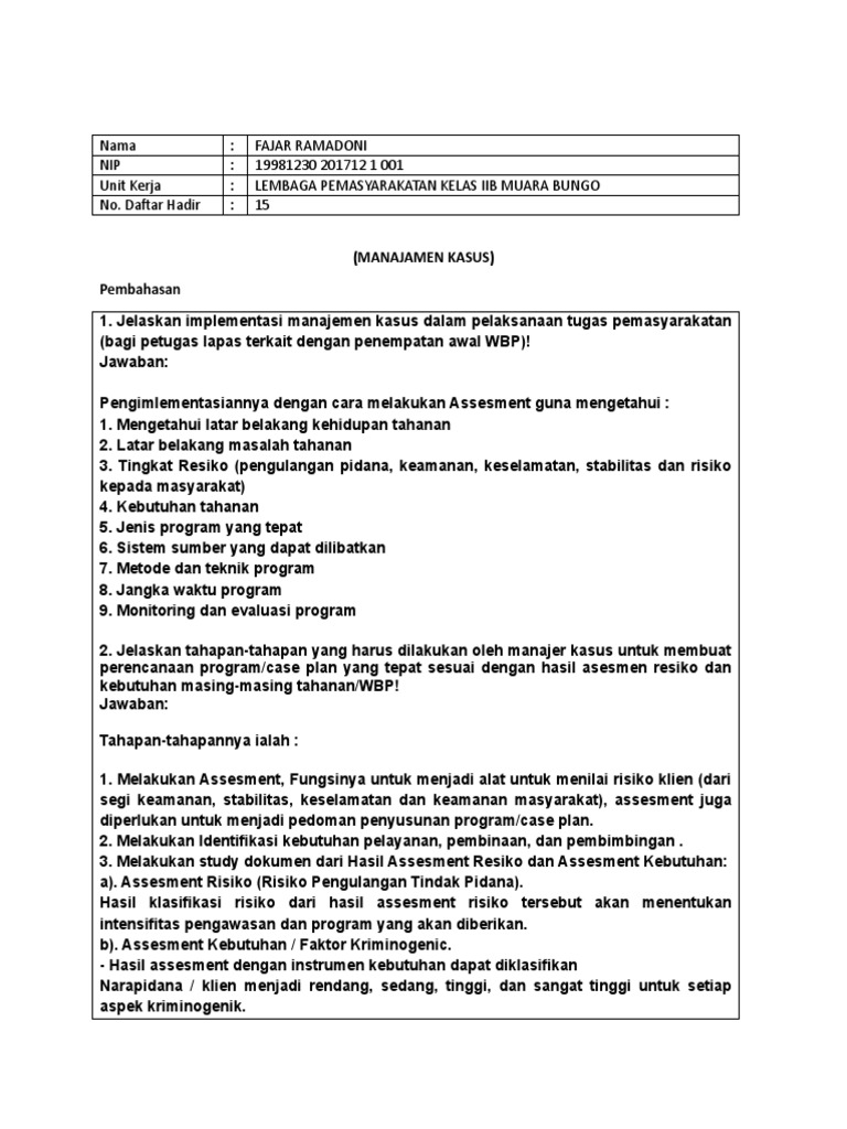 Format Lembar Jawaban Tugas | PDF