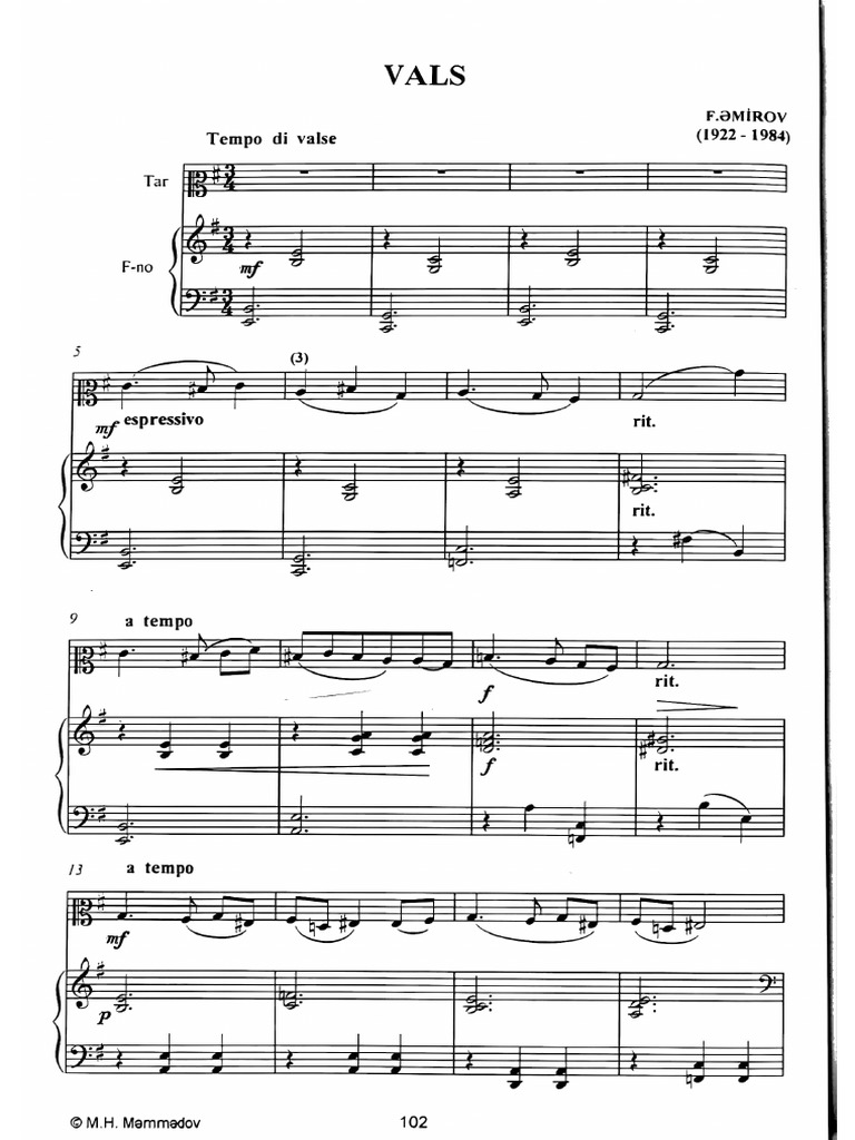 F.Əmirov Vals Tar Kons | PDF