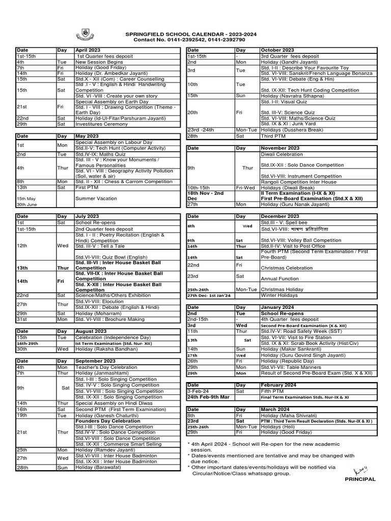 Tentative Annual Calendar 2023-2024 | PDF | Observances | Festival
