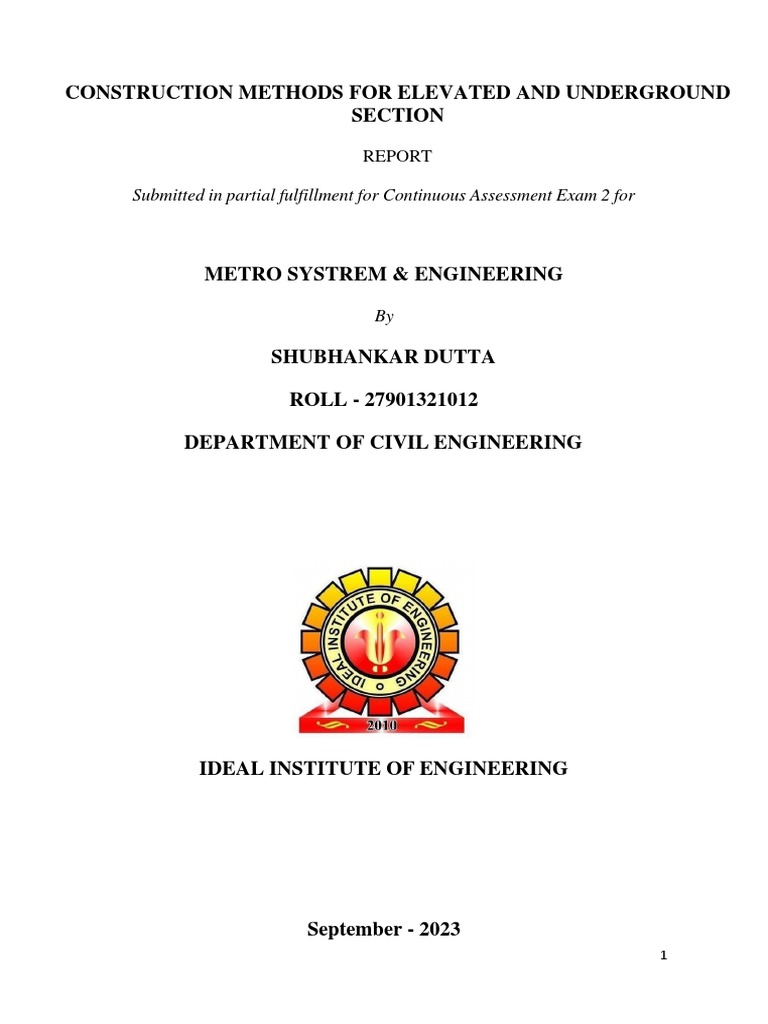 Construction Methods For Elevated and Underground Section | PDF | Deep ...