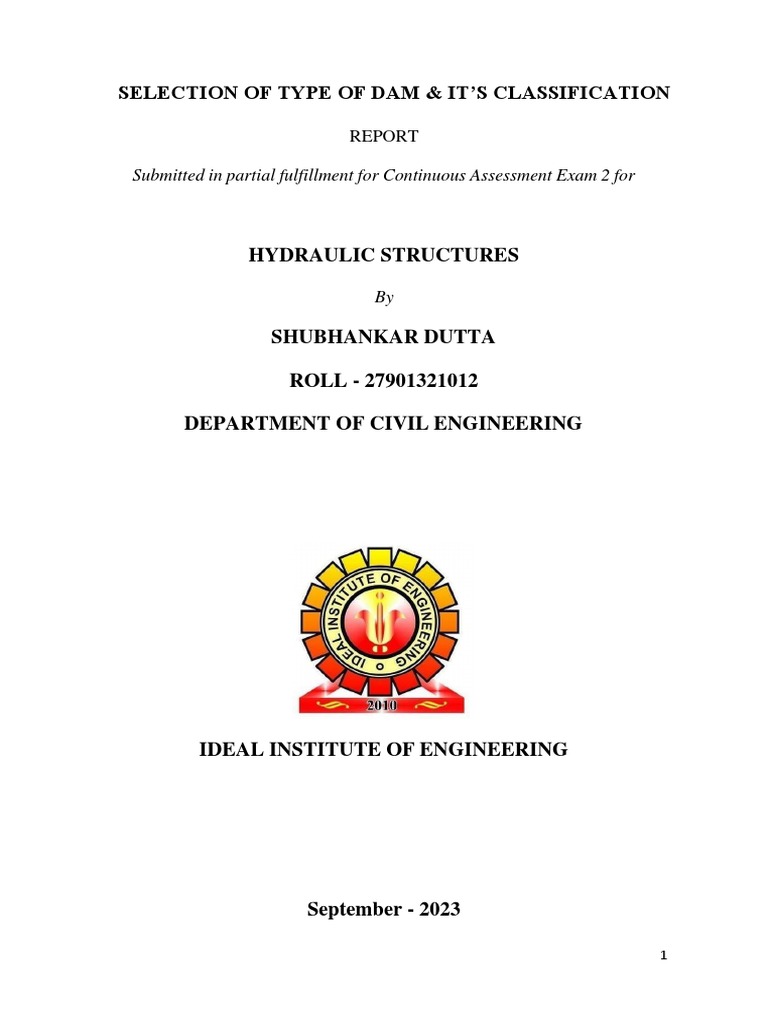Dam Types & Classification Report | PDF | Dam | Concrete