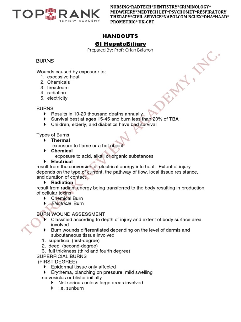 BURNS-HANDOUTS-GI-HepatoBiliary | PDF