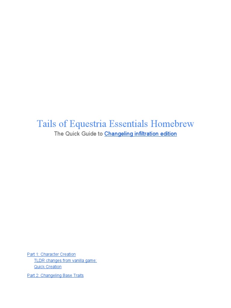 Homebrew Tails of Equestria - Changeling Edition | PDF