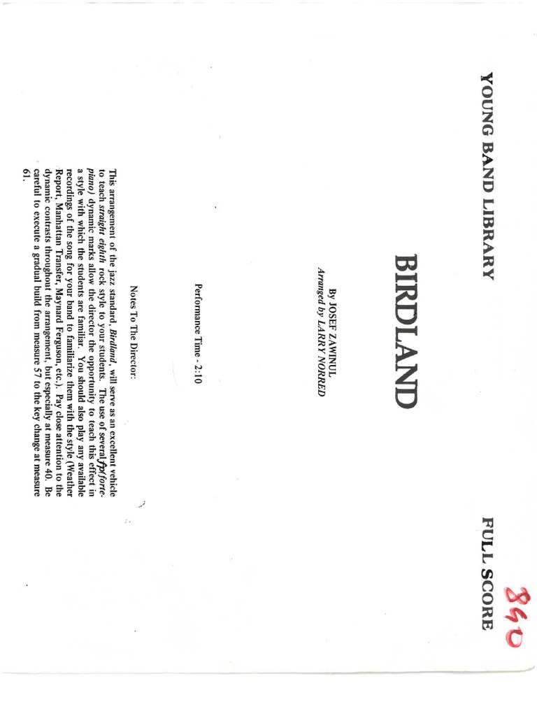 Birdland Conducteur | PDF