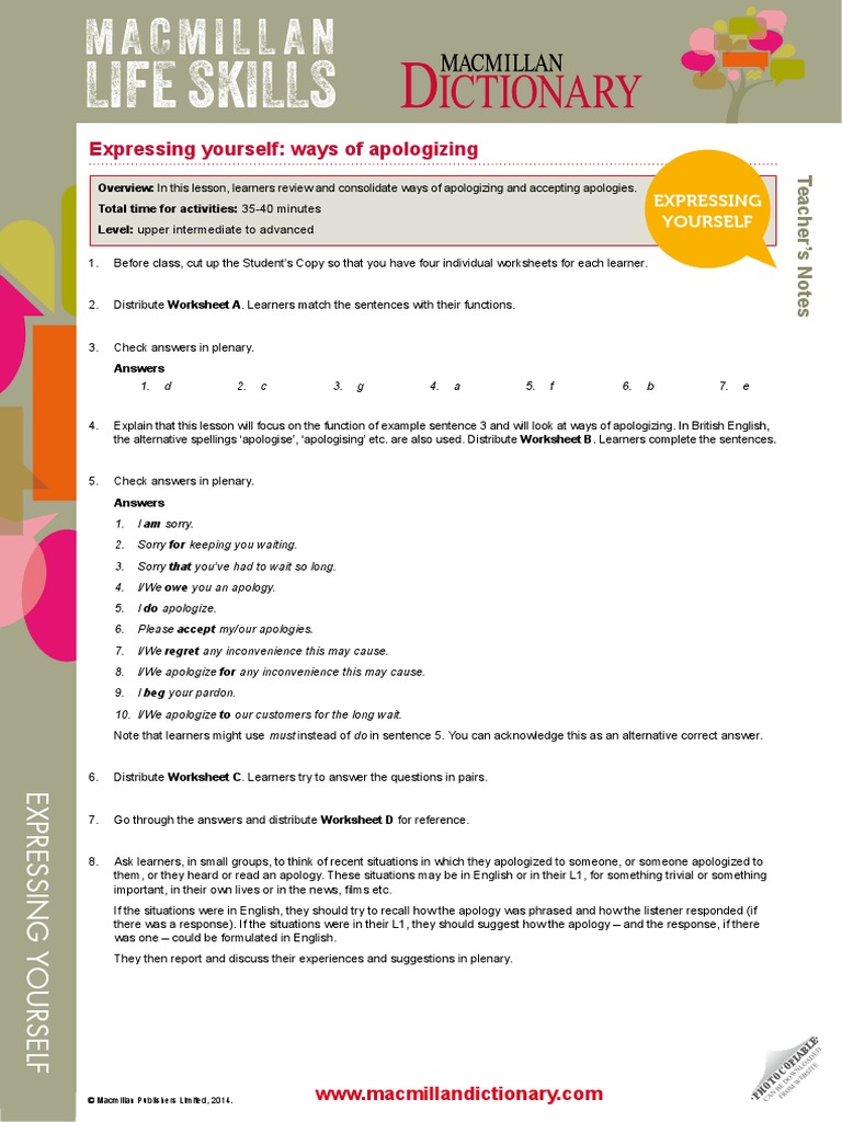 Apologize Macmillan | PDF | Human Communication | Linguistics