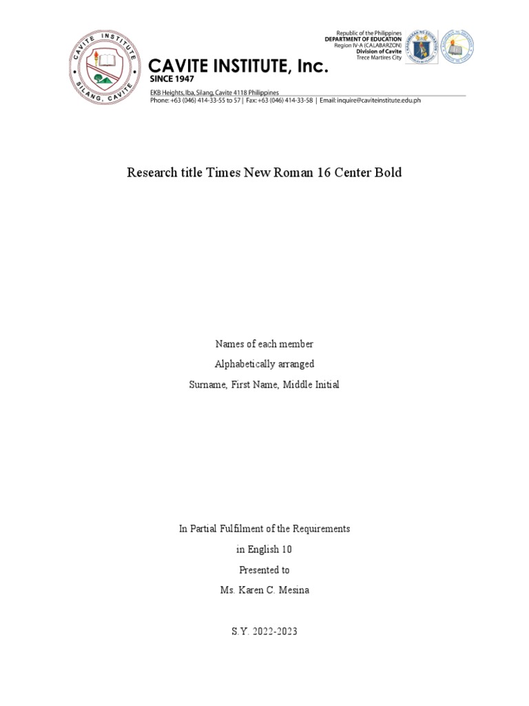 Research Format | PDF | Questionnaire | Data