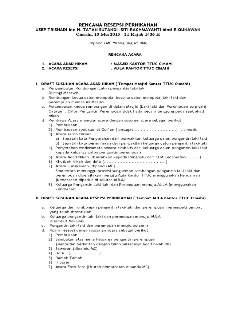 Dokumen - Tips Susunan Acara Resepsi Pernikahan | PDF