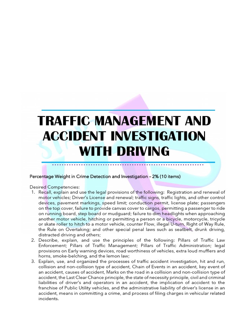 CDI Traffic Management and Accident Investigation | PDF | Traffic ...