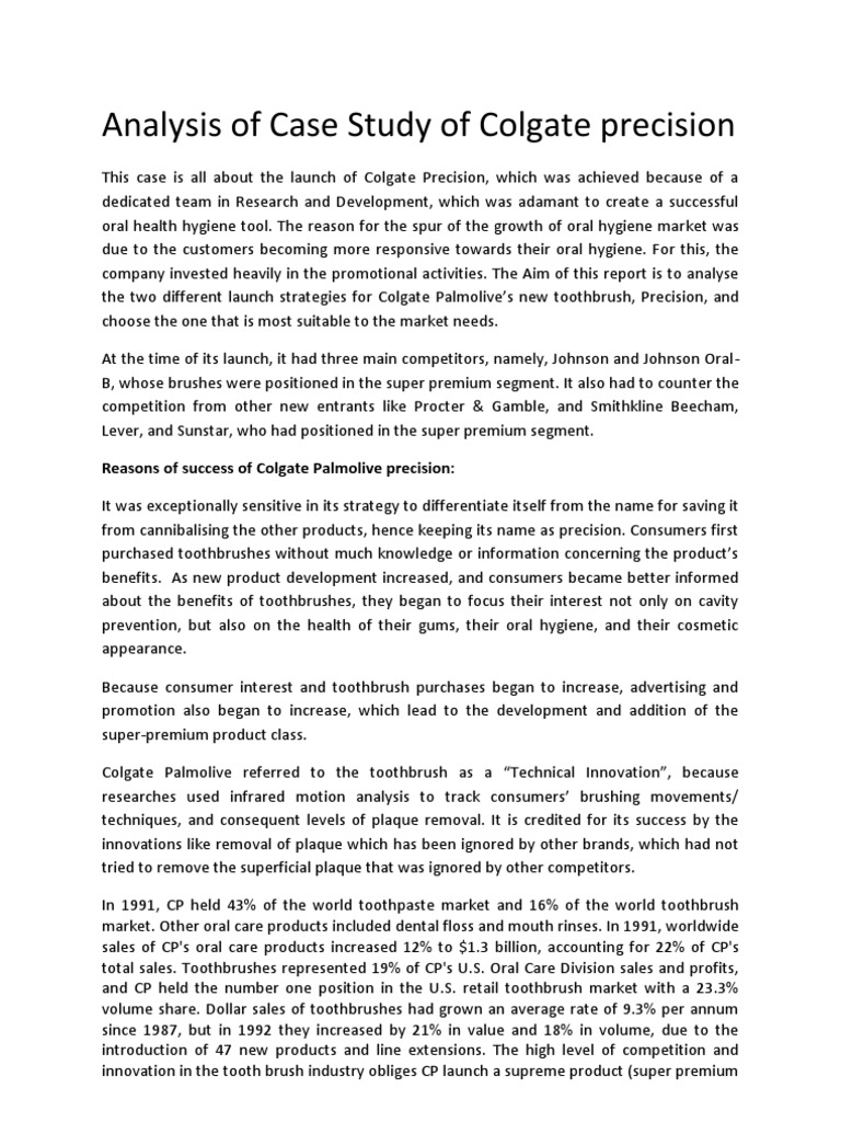 Analysis of Case Study of Colgate Precision | PDF | Oral Hygiene ...