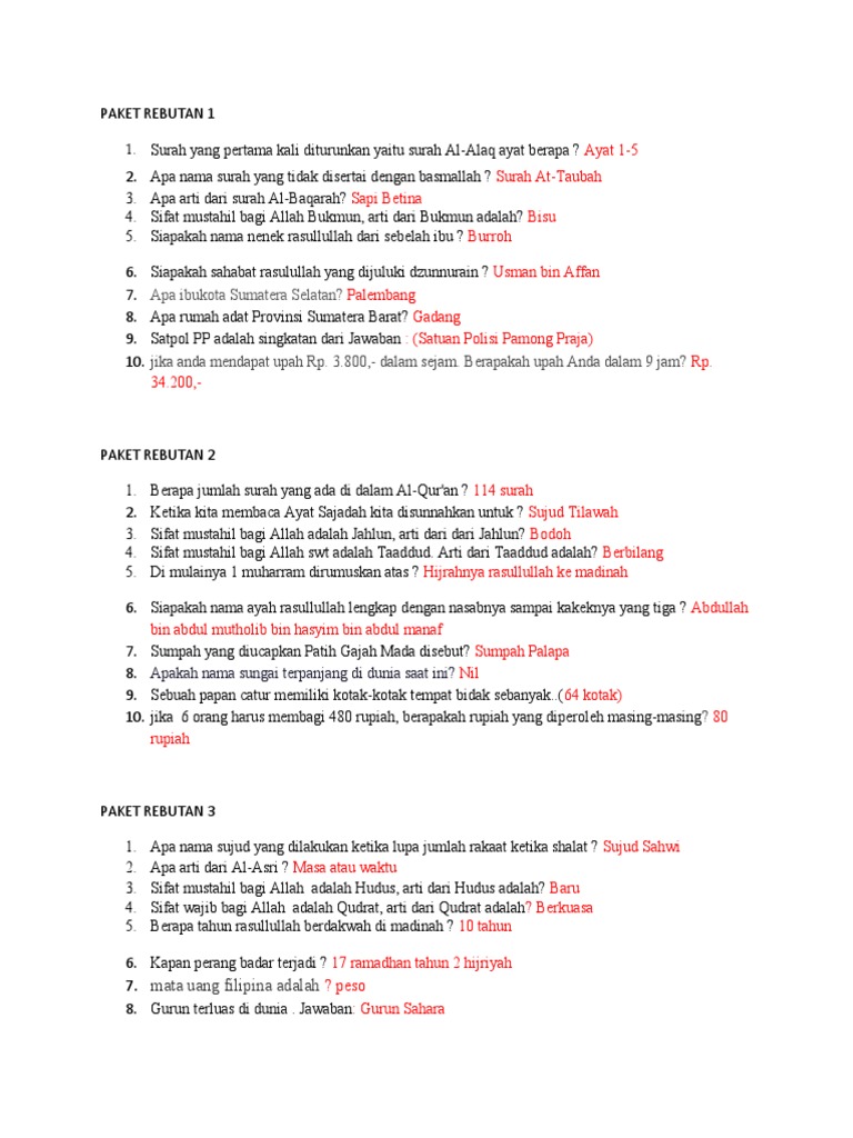 Arti dan Sifat dalam Paket Rebutan | PDF | Perjalanan | Agama ...