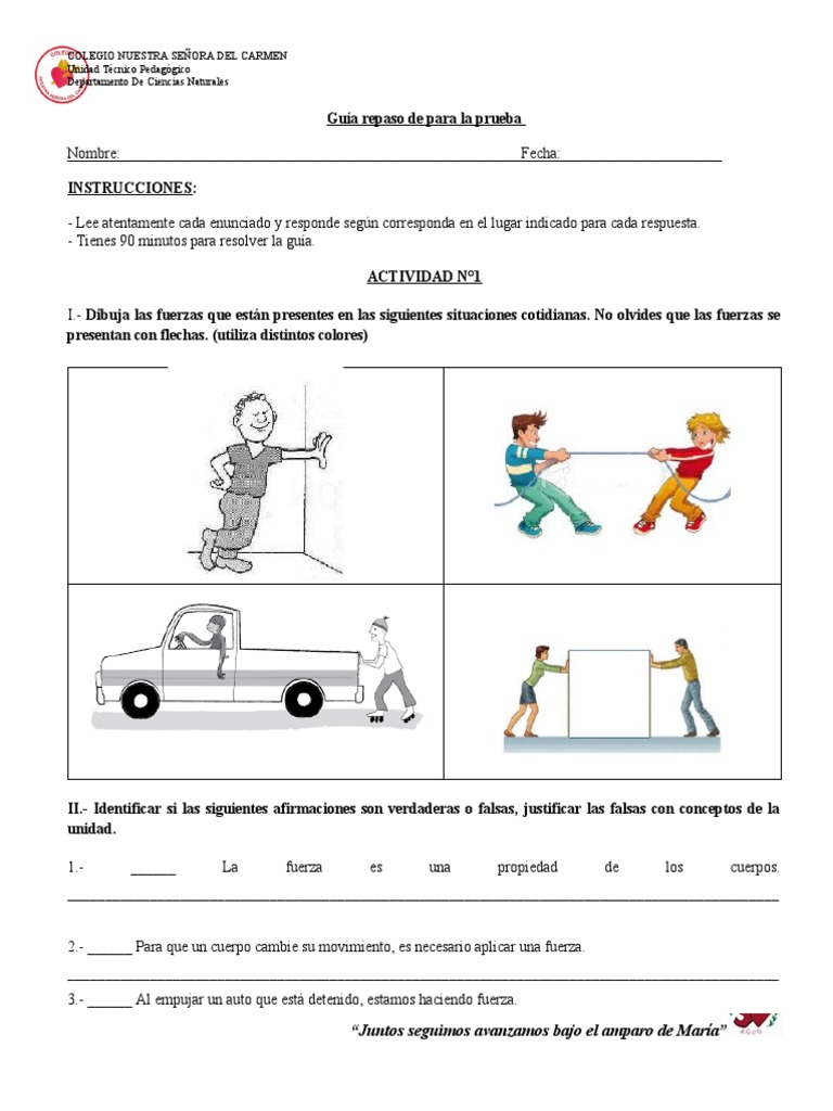 Hoja De Trabajo Sobre Problemas De Fuerza Ficha De Actividad: Las