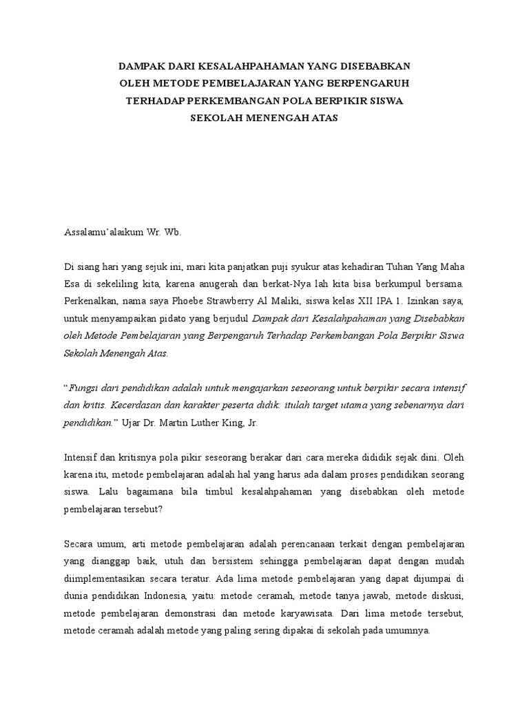 Teks Pidato Uprak Bindo | PDF