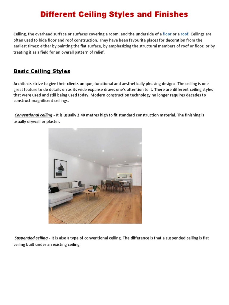 Types of Ceiling Styles and Finishes | PDF | Ceiling | Drywall
