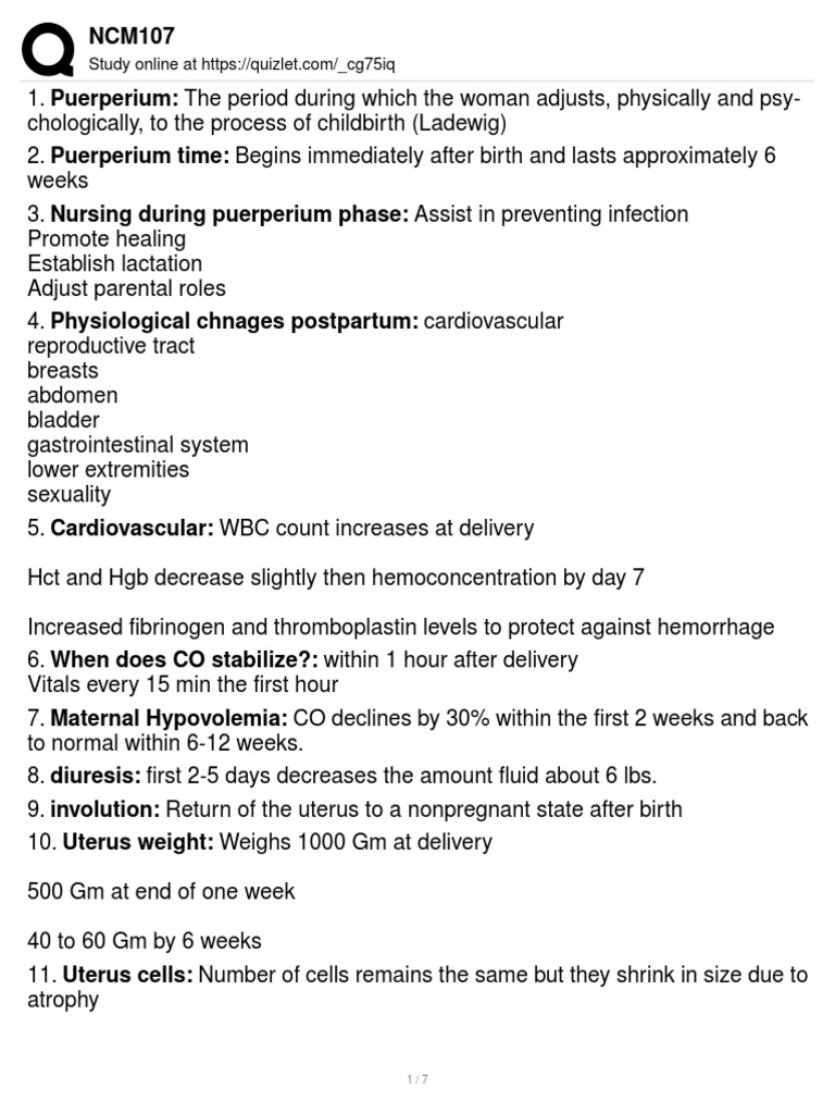 NCM 107 | Download Free PDF | Childbirth | Postpartum Period